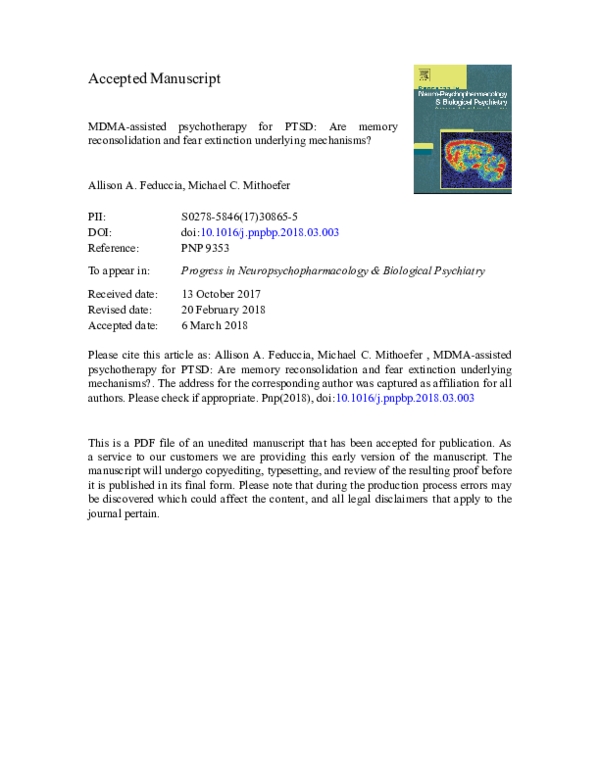 (PDF) MDMA-assisted psychotherapy for PTSD: Are memory reconsolidation ...