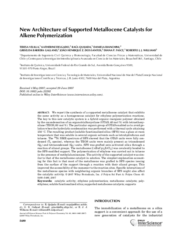(PDF) New architecture of supported metallocene catalysts for alkene ...