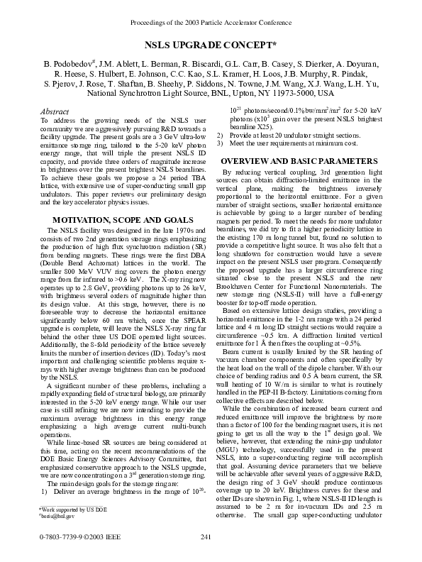 (PDF) NSLS upgrade concept | Steven Hulbert - Academia.edu