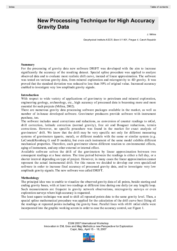 (PDF) New Processing Technique for High Accuracy Gravity Data
