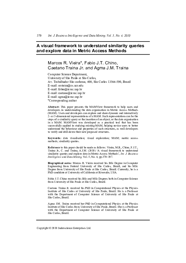 Pdf A Visual Framework To Understand Similarity Queries And Explore Data In Metric Access 1231