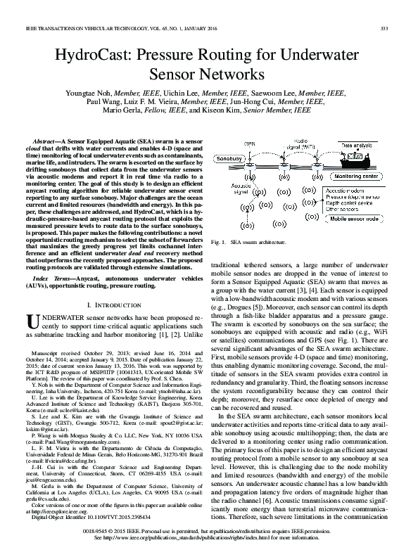 (PDF) HydroCast: Pressure Routing for Underwater Sensor Networks