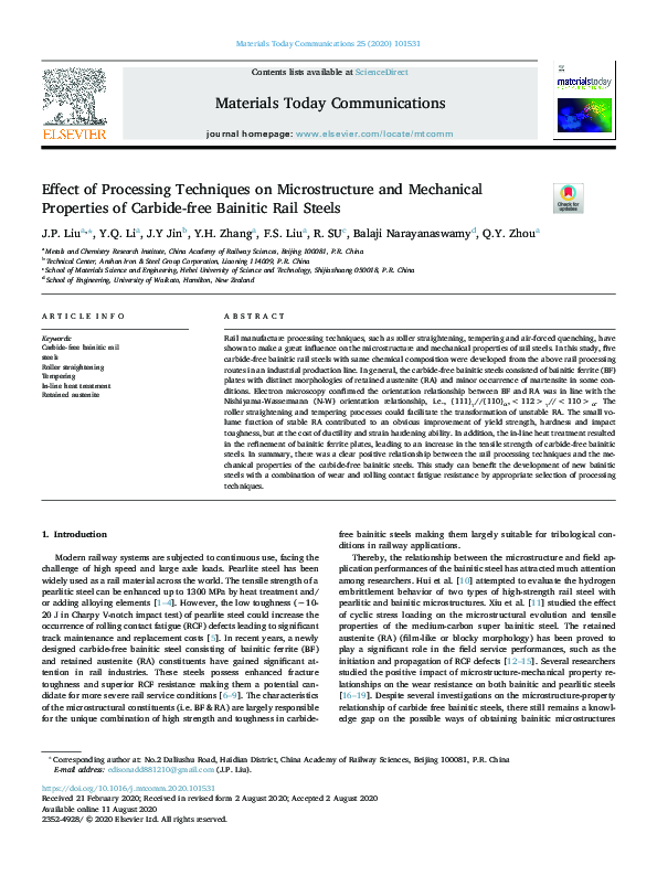 (PDF) Effect of Processing Techniques on Microstructure and Mechanical Properties of Carbide ...