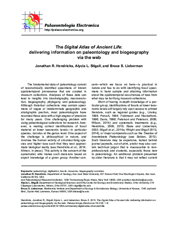 (PDF) The Digital Atlas of Ancient Life: delivering information on ...