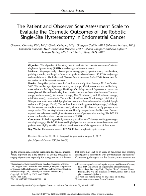 (PDF) The Patient and Observer Scar Assessment Scale to Evaluate the ...