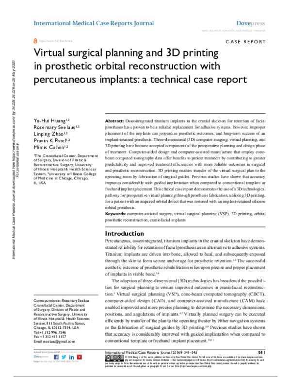(PDF) Virtual surgical planning and 3D printing in prosthetic orbital reconstruction with ...
