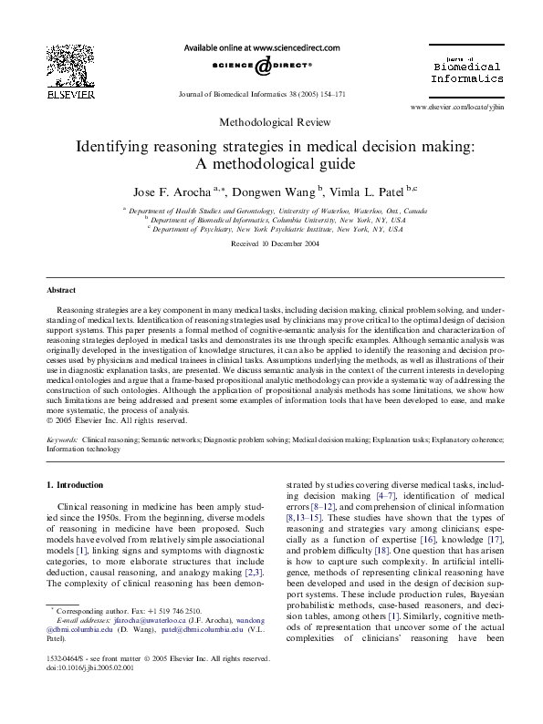 (PDF) Identifying reasoning strategies in medical decision making: A ...