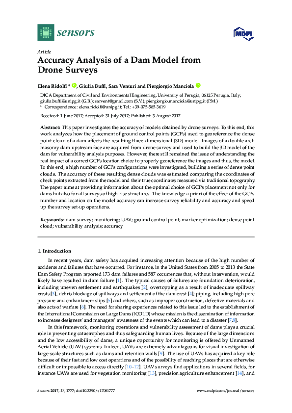 (PDF) Accuracy Analysis of a Dam Model from Drone Surveys