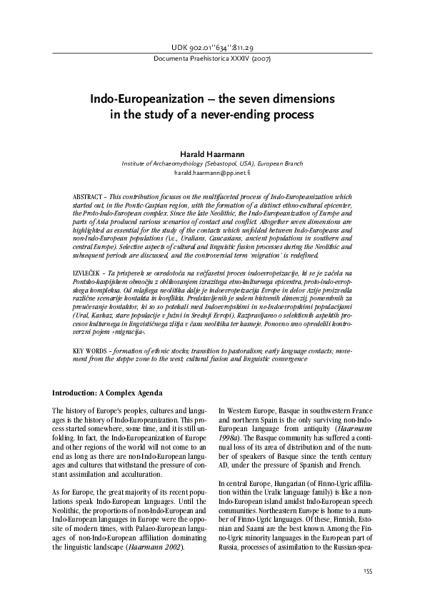 (PDF) Indo-Europeanization – the seven dimensions in the study of a ...