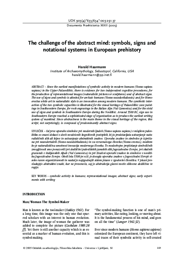 (PDF) The challenge of the abstract mind: symbols, signs and notational ...