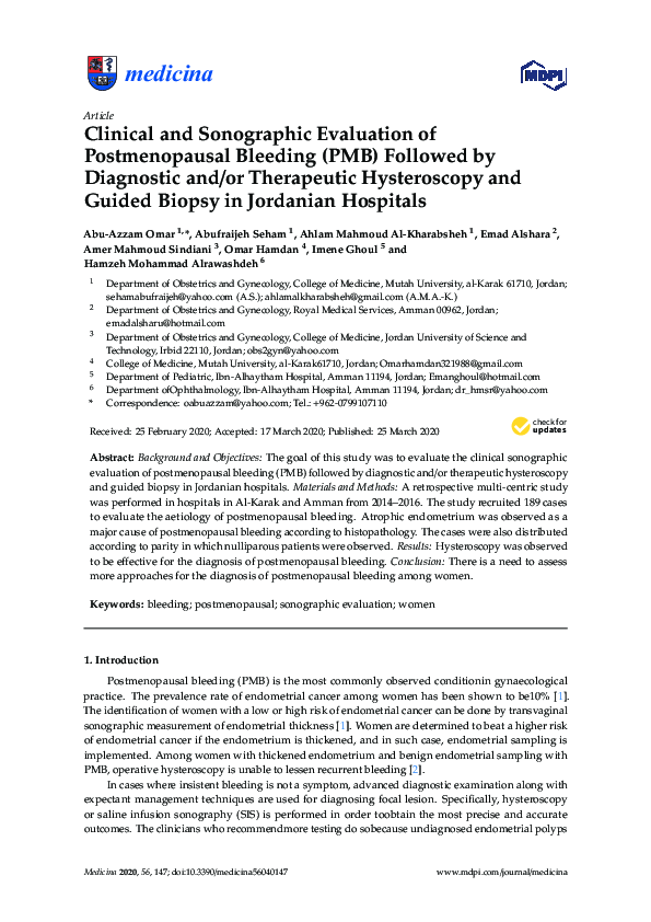 (PDF) Clinical and Sonographic Evaluation of Postmenopausal Bleeding ...