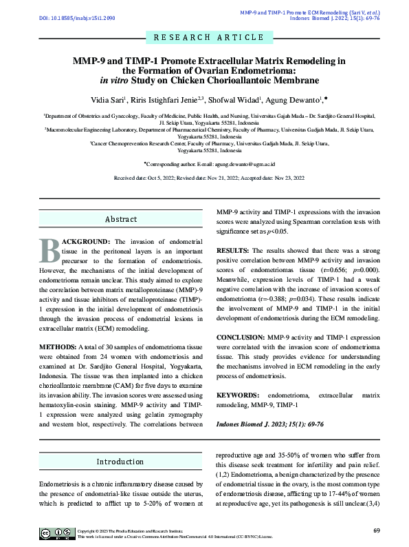 (PDF) MMP-9 and TIMP-1 Promote Extracellular Matrix Remodeling in the ...