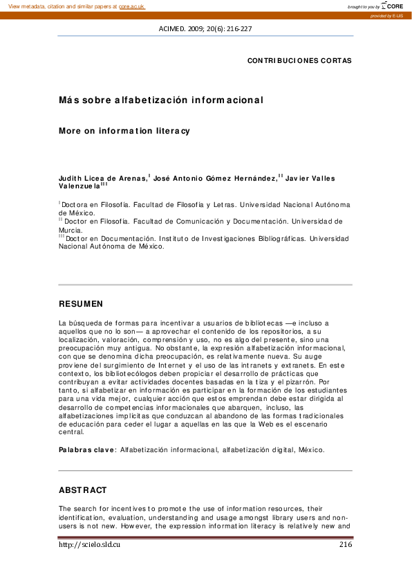 (PDF) Más sobre alfabetización informacional