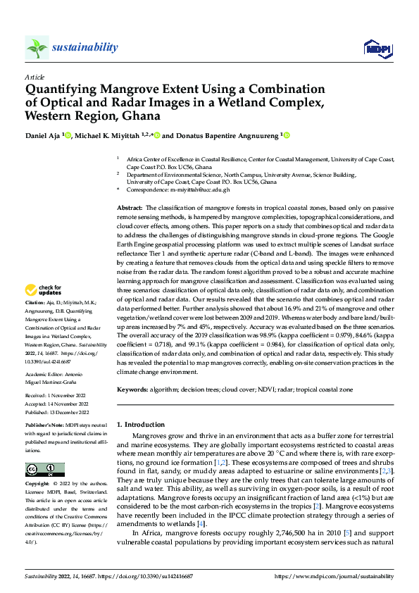 Pdf Quantifying Mangrove Extent Using A Combination Of Optical And
