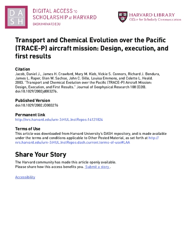 Pdf Transport And Chemical Evolution Over The Pacific Trace P Aircraft Mission Design