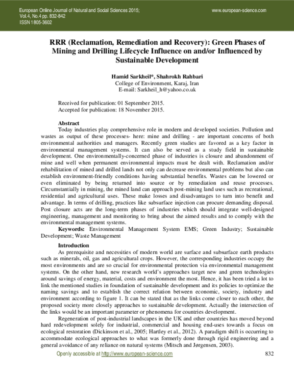 (PDF) RRR (Reclamation, Remediation and Recovery): Green Phases of ...