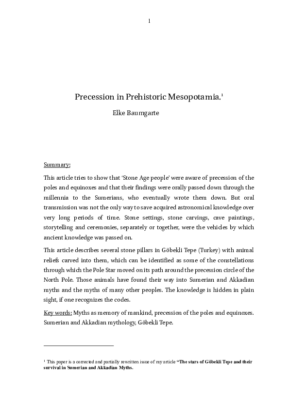 (PDF) Precession in Prehistoric Mesopotamia. 1
