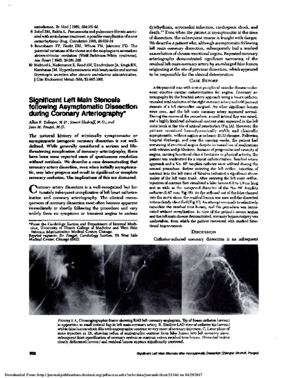 (PDF) Significant Left Main Stenosis following Asymptomatic Dissection ...