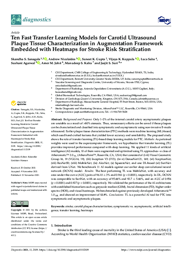 Pdf Ten Fast Transfer Learning Models For Carotid Ultrasound Plaque Tissue Characterization In