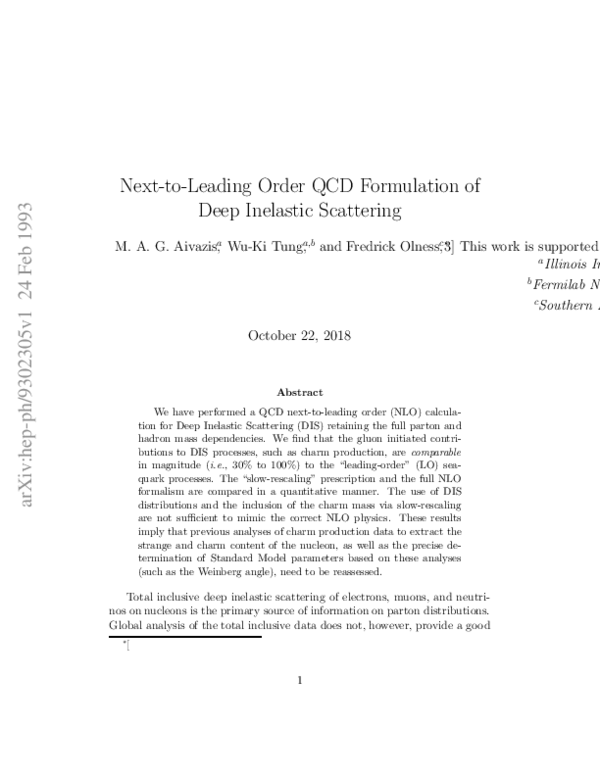 (PDF) Next-to-Leading Order QCD Formulation of Deep Inelastic Scattering