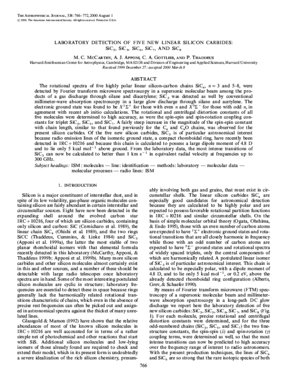 (PDF) Laboratory Detection of Five New Linear Silicon Carbides: SiC3 ...