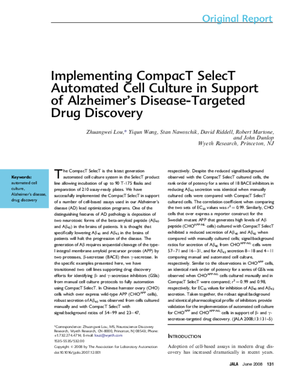 (PDF) Implementing CompacT SelecT Automated Cell Culture in Support of ...