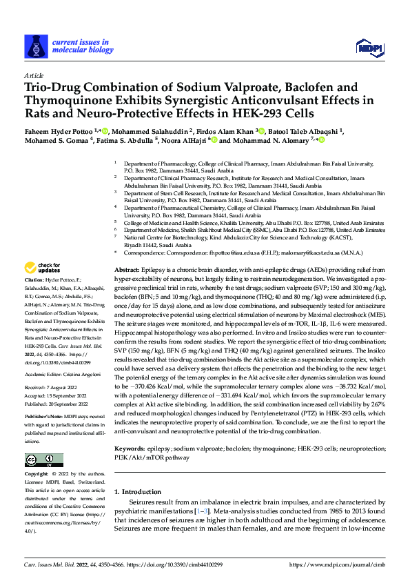 Trio-Drug Combination of Sodium Valproate, Baclofen and Thymoquinone ...