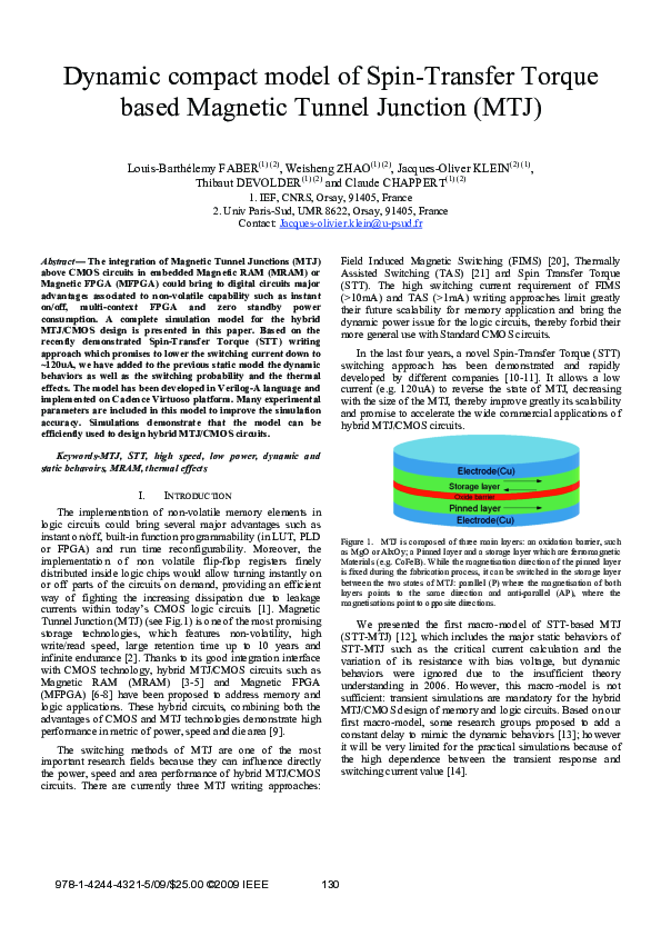(PDF) Dynamic compact model of Spin-Transfer Torque based Magnetic ...