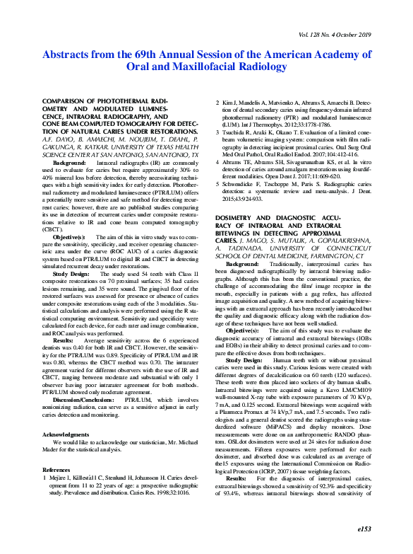 (PDF) Dosimetry and Diagnostic Accuracy of Intraoral and Extraoral ...