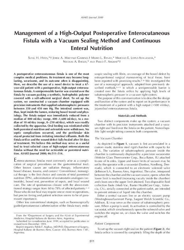 (PDF) Management of a High-Output Postoperative Enterocutaneous Fistula ...
