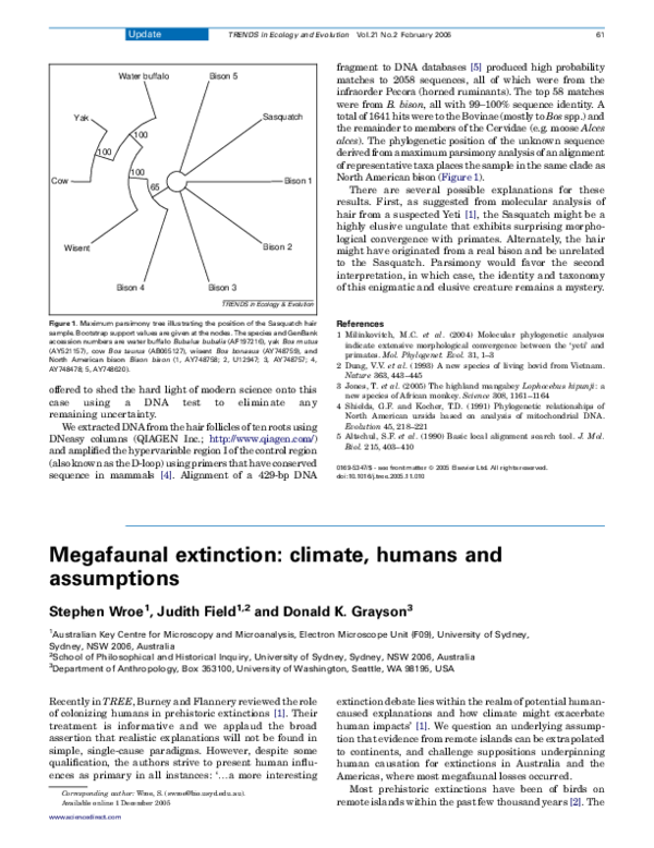 (PDF) Megafaunal extinction: climate, humans and assumptions