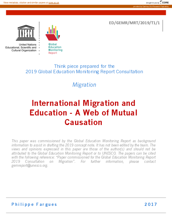 (PDF) International migration and education : a web of mutual causation