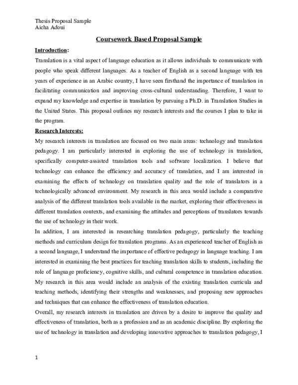 (DOC) Thesis Proposal Sample