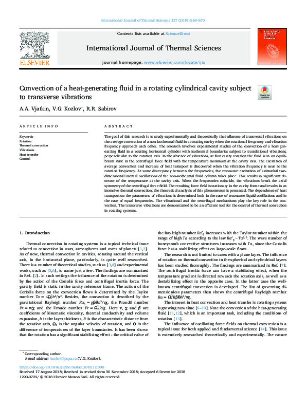 Pdf Convection Of A Heat Generating Fluid In A Rotating Horizontal
