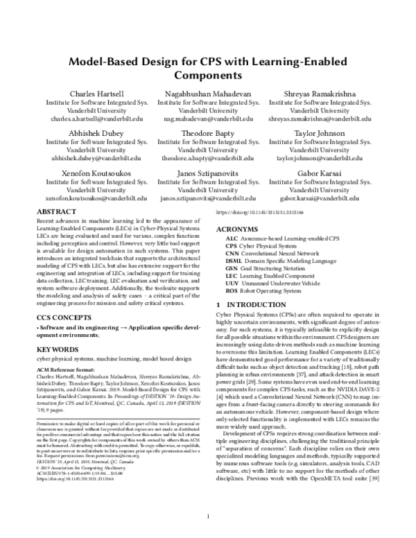 (PDF) Model-based design for CPS with learning-enabled components