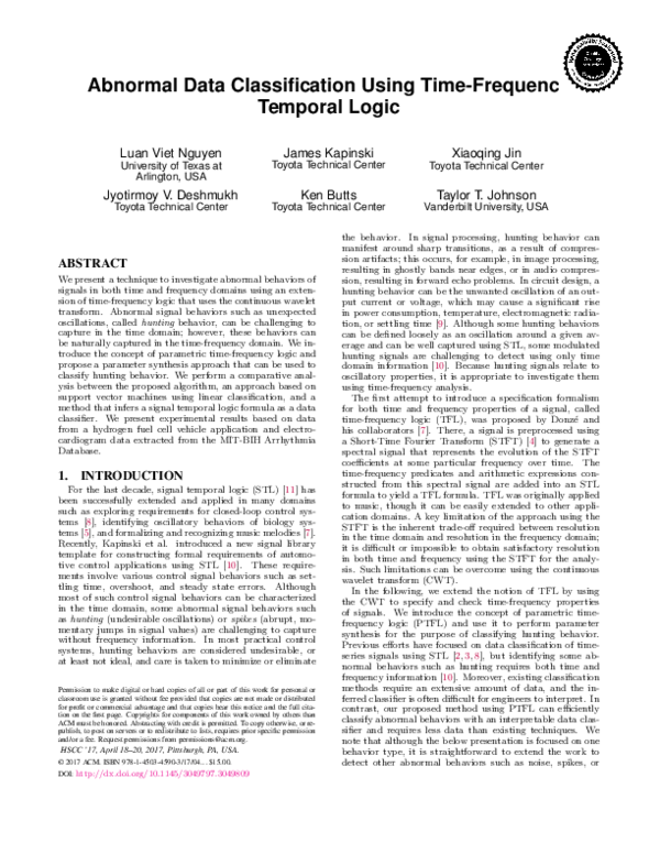 Pdf Abnormal Data Classification Using Time Frequency Temporal Logic 6717