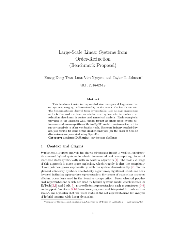 Pdf Large Scale Linear Systems From Order Reduction Taylor T
