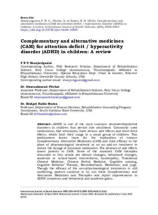 (PDF) Complementary and alternative medicines (CAM) for attention ...