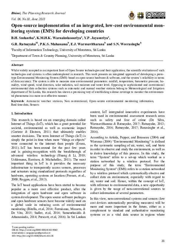 (PDF) Open-Source Implementation of an Integrated, Low-Cost Environmental Monitoring System (EMS ...