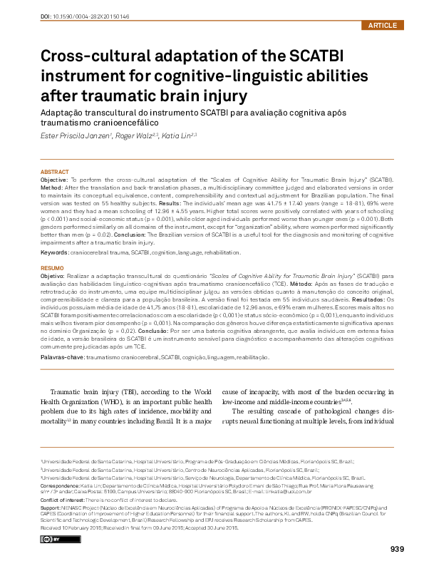 (PDF) Cross-cultural adaptation of the SCATBI instrument for cognitive ...