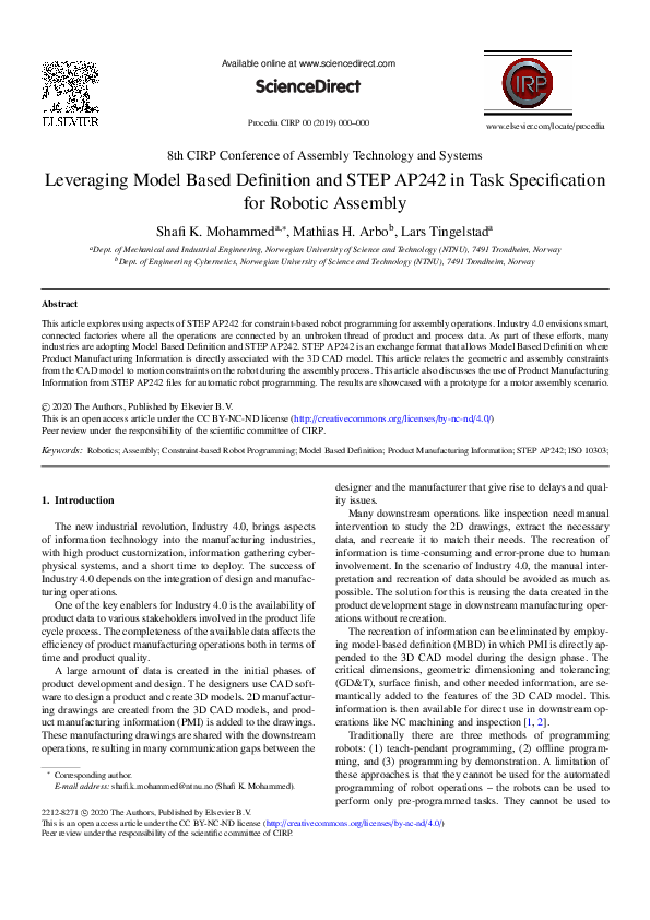 (PDF) Leveraging model based definition and STEP AP242 in task ...