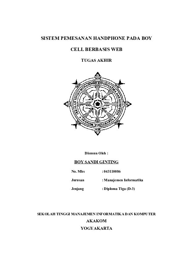 (DOC) Sistem Pemesanan Handphone Pada Boy Cell Berbasis Web