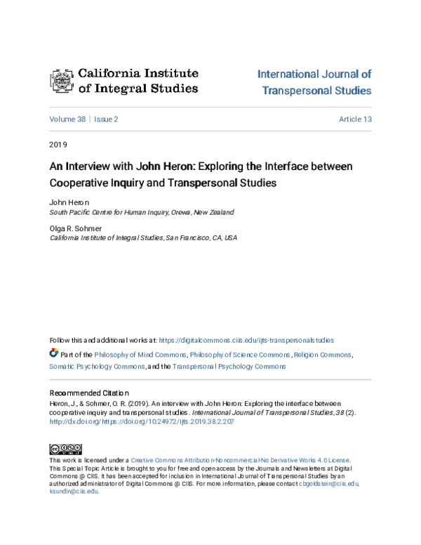 (PDF) An interview with John Heron: Exploring the interface between ...