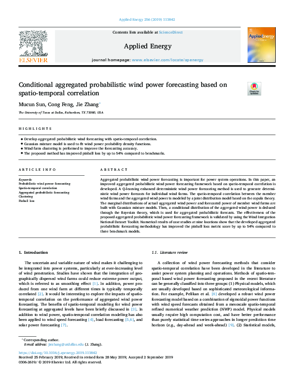 (PDF) Conditional aggregated probabilistic wind power forecasting based on spatio-temporal ...