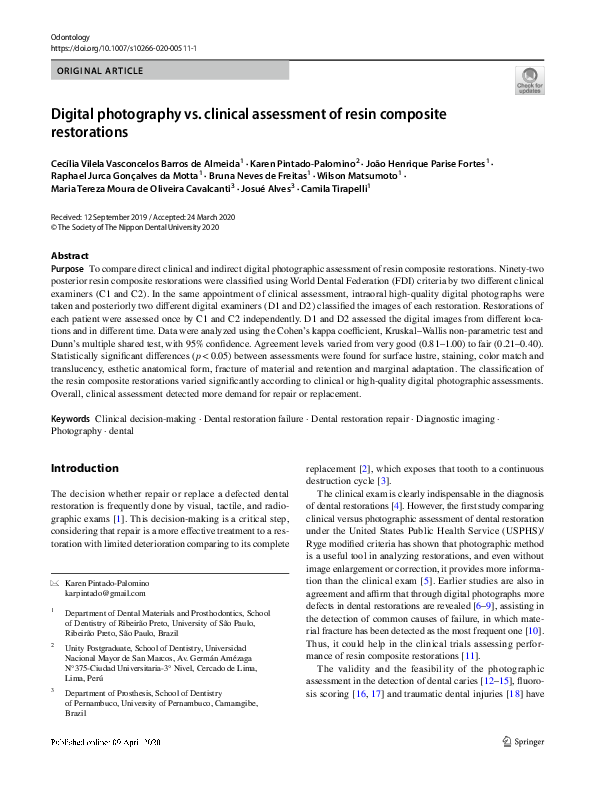 (PDF) Digital photography vs. clinical assessment of resin composite ...