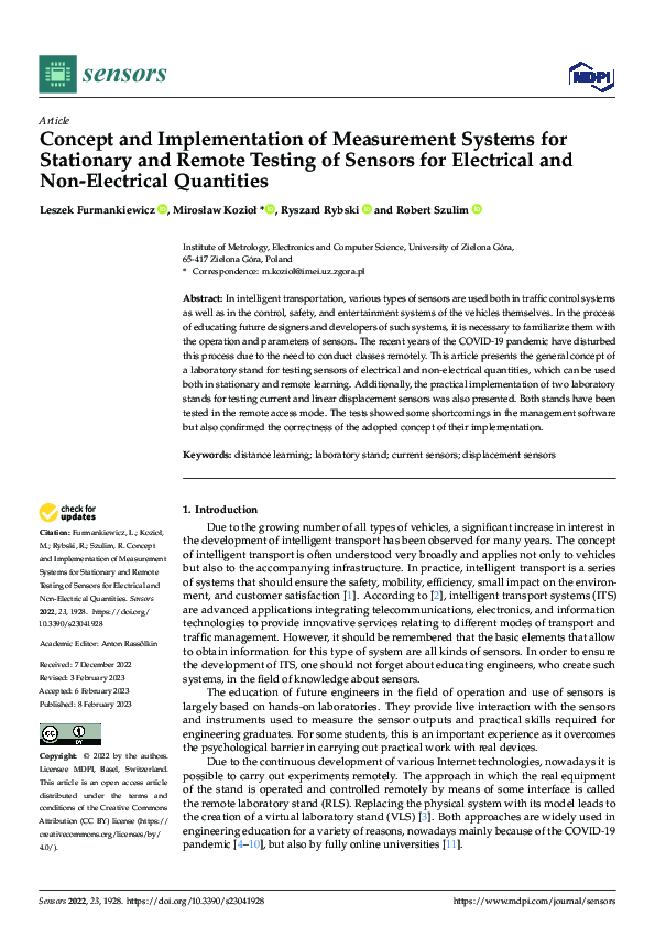 (PDF) Concept and Implementation of Measurement Systems for Stationary ...