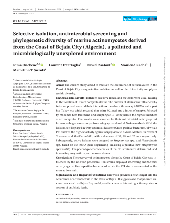 (PDF) Selective isolation, antimicrobial screening and phylogenetic ...
