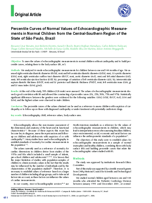 (PDF) Percentile curves of normal values of echocardiographic ...
