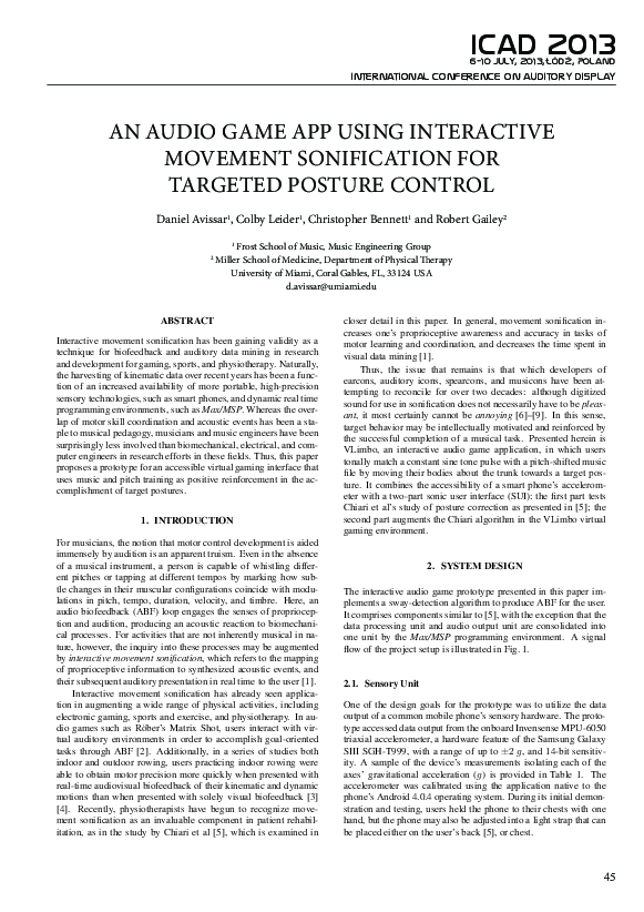 (PDF) An Audio Game App Using Interactive Movement Sonification for Targeted Posture Control ...