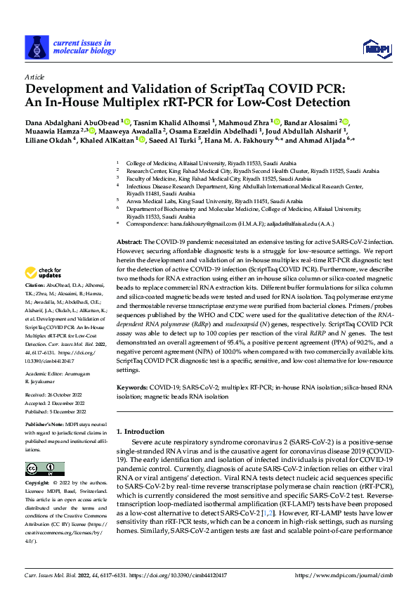 (PDF) Development and Validation of ScriptTaq COVID PCR: An In-House Multiplex rRT-PCR for Low ...